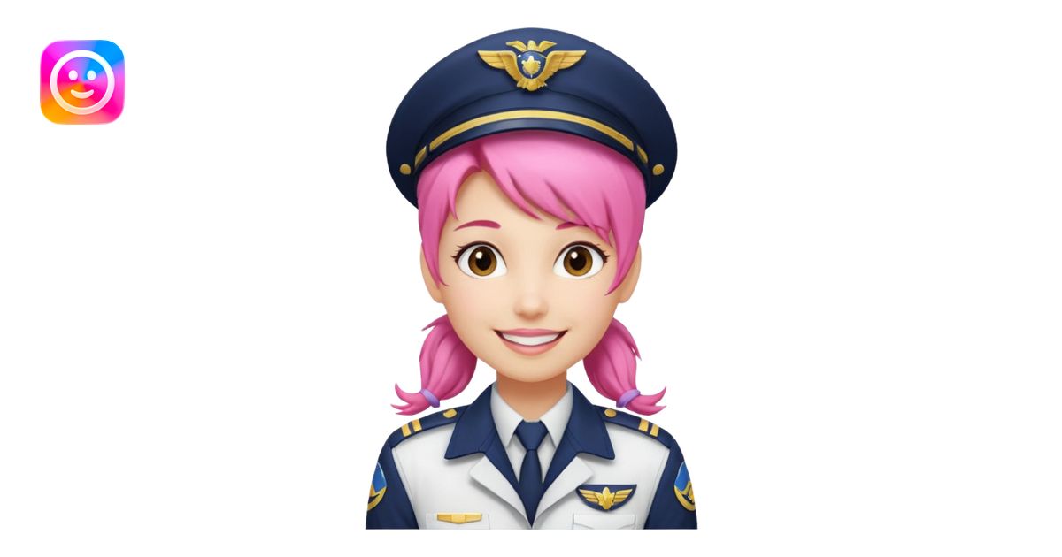 Commander Bloom – pink ponytail pilot in white uniform emoji | AI Emoji ...