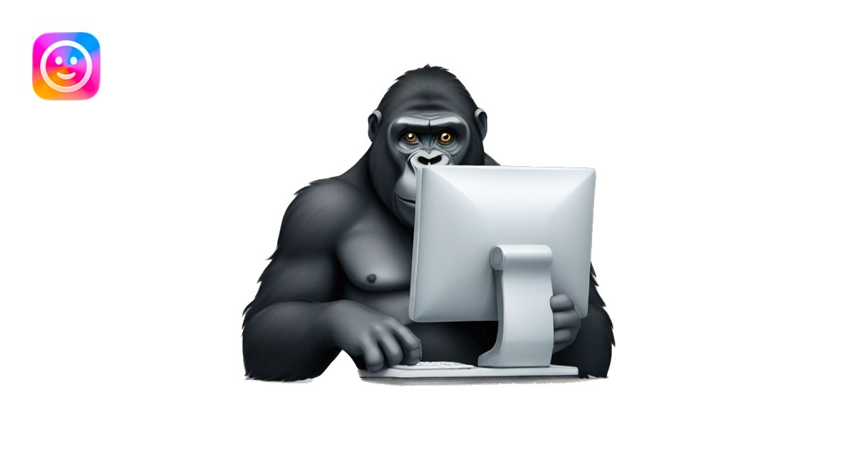 Gorilla with a computer emoji | AI Emoji Generator