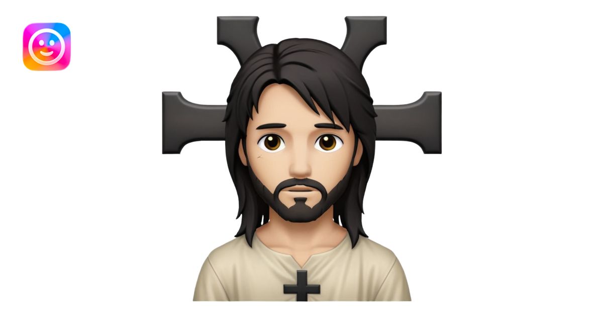 jesus-body-on-the-cross, with black edgy Emo hair emoji | AI Emoji ...