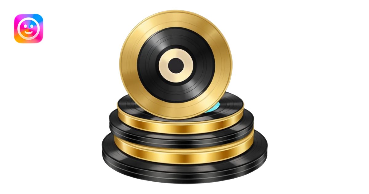 Stacked Vinyl Records gold emoji | AI Emoji Generator