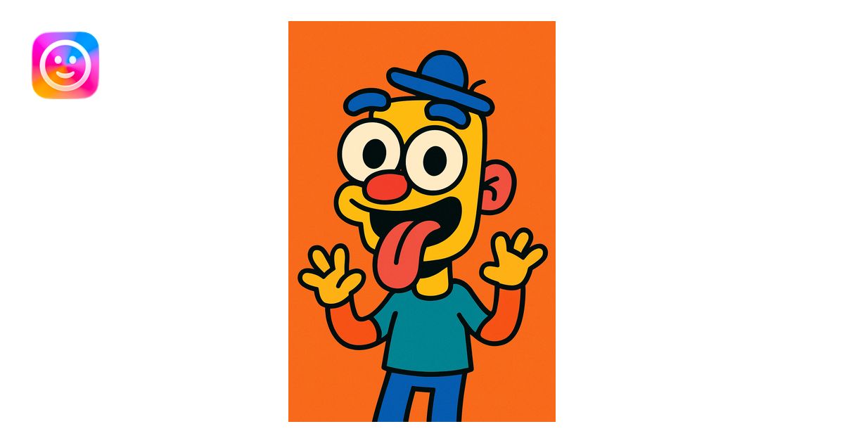 goofy wacky character with big eyes and tongue out, cartoon style ...