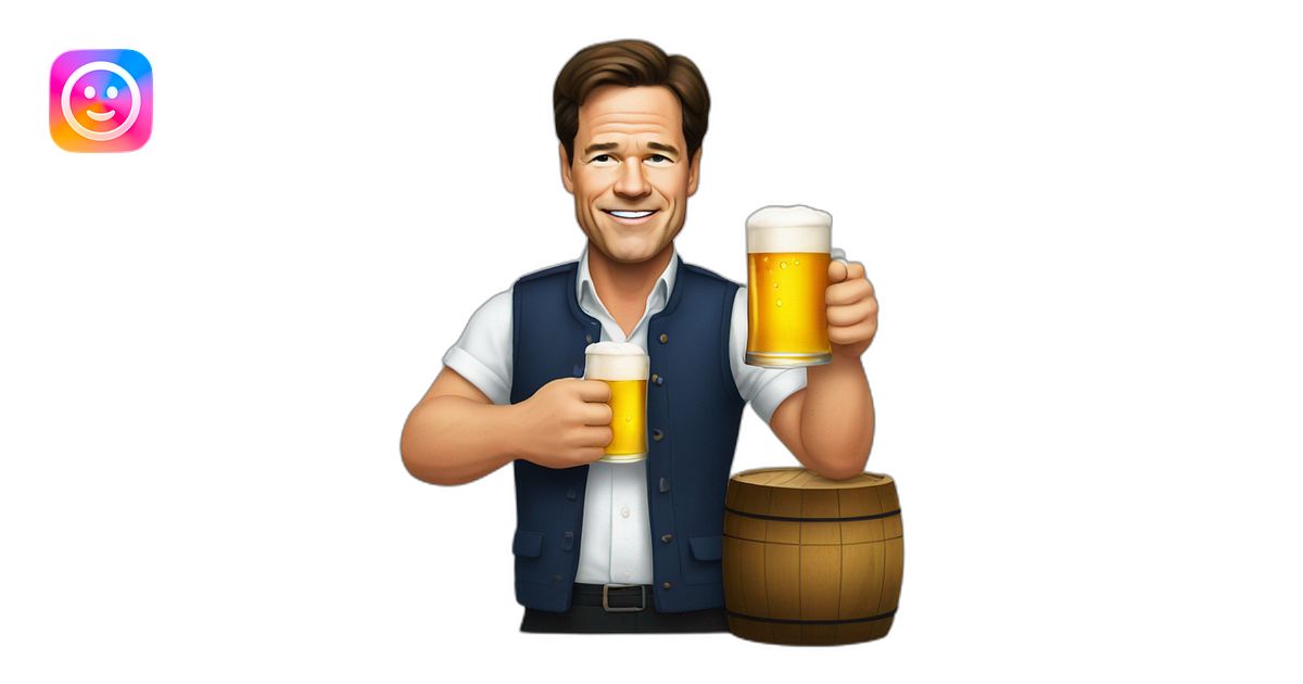 Mark rutte with drinking beer emoji | AI Emoji Generator