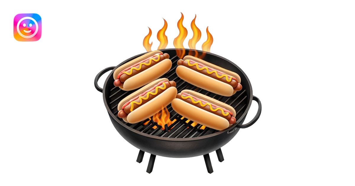 hot dogs cooking on a grill emoji | AI Emoji Generator