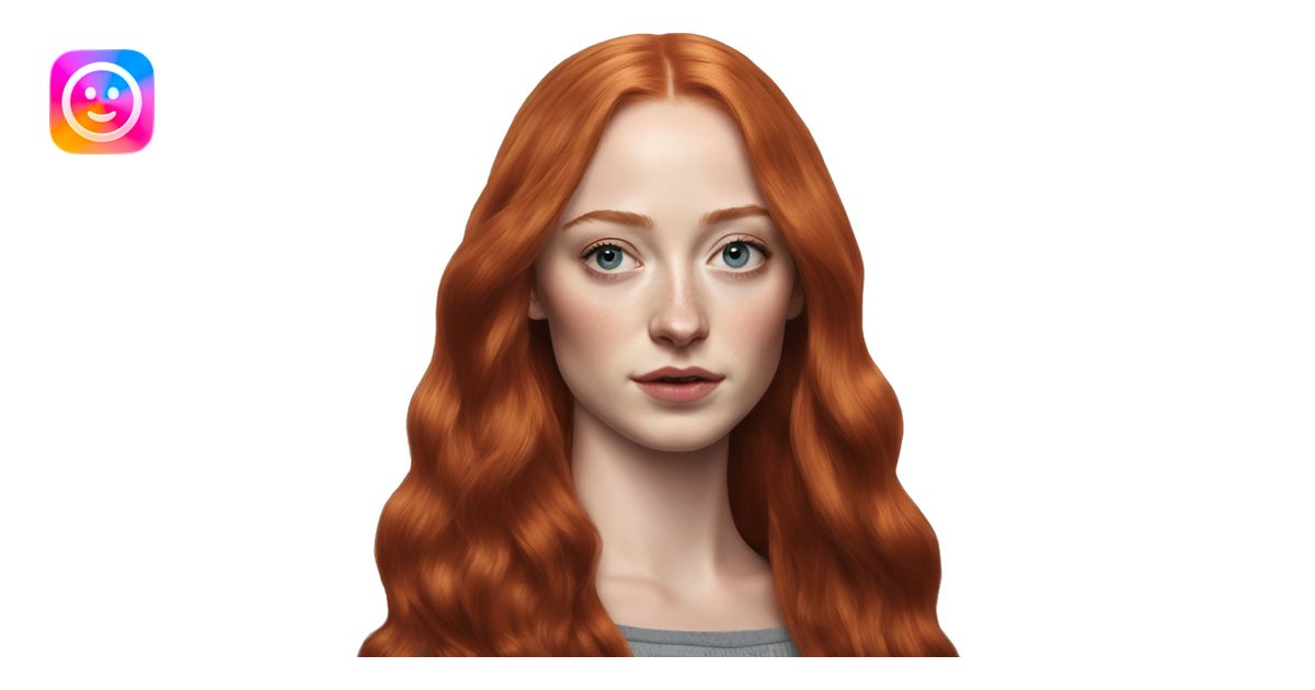 Sophie Turner long red hair, teenager, Sansa Stark, hyperreal ...