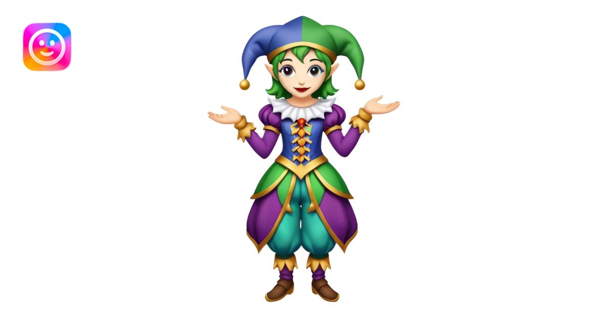 Jester girl full body emoji | AI Emoji Generator