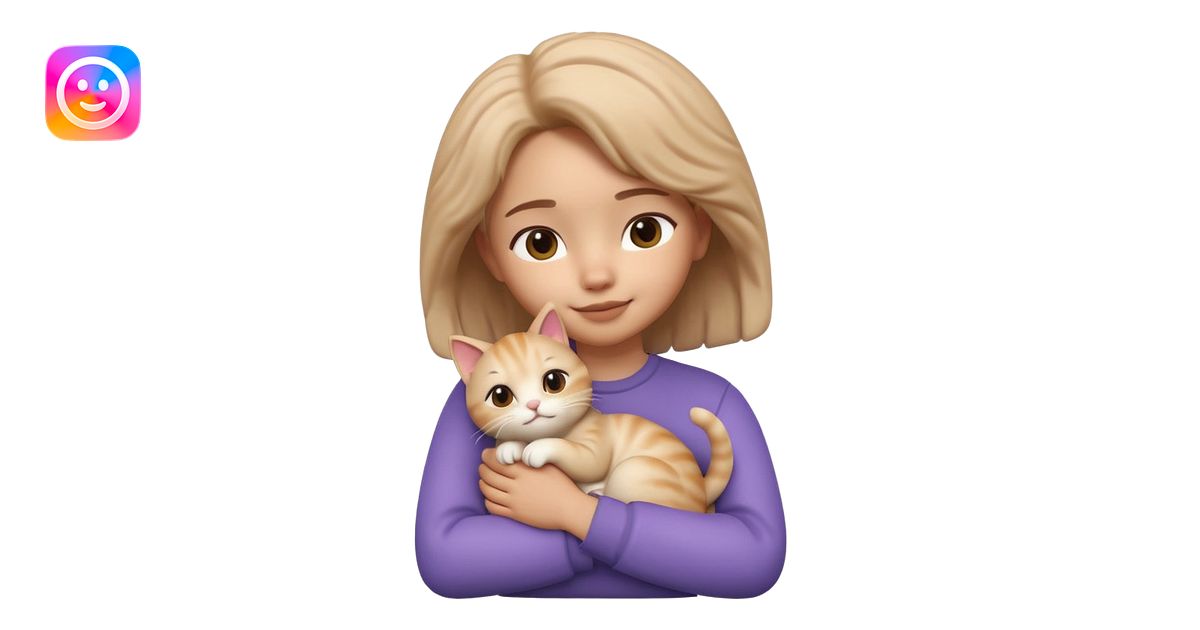 "Apple Memoji style 3D character, a young person gently petting and ...