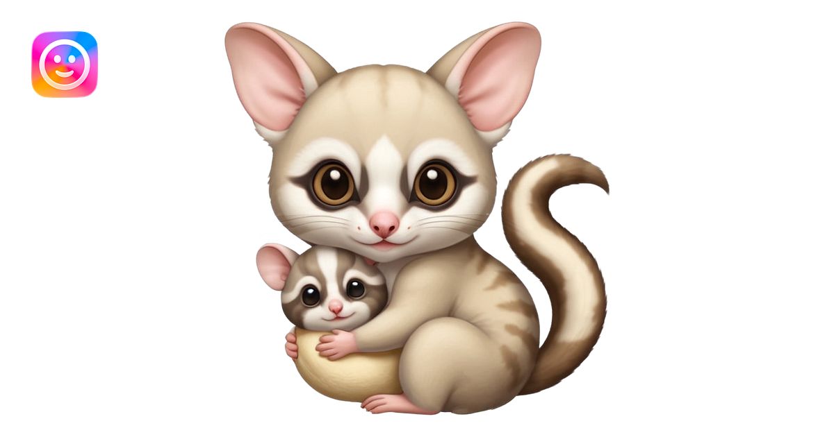 Fat and cute Japanese sugar glider white. A mom anda a baby one emoji ...