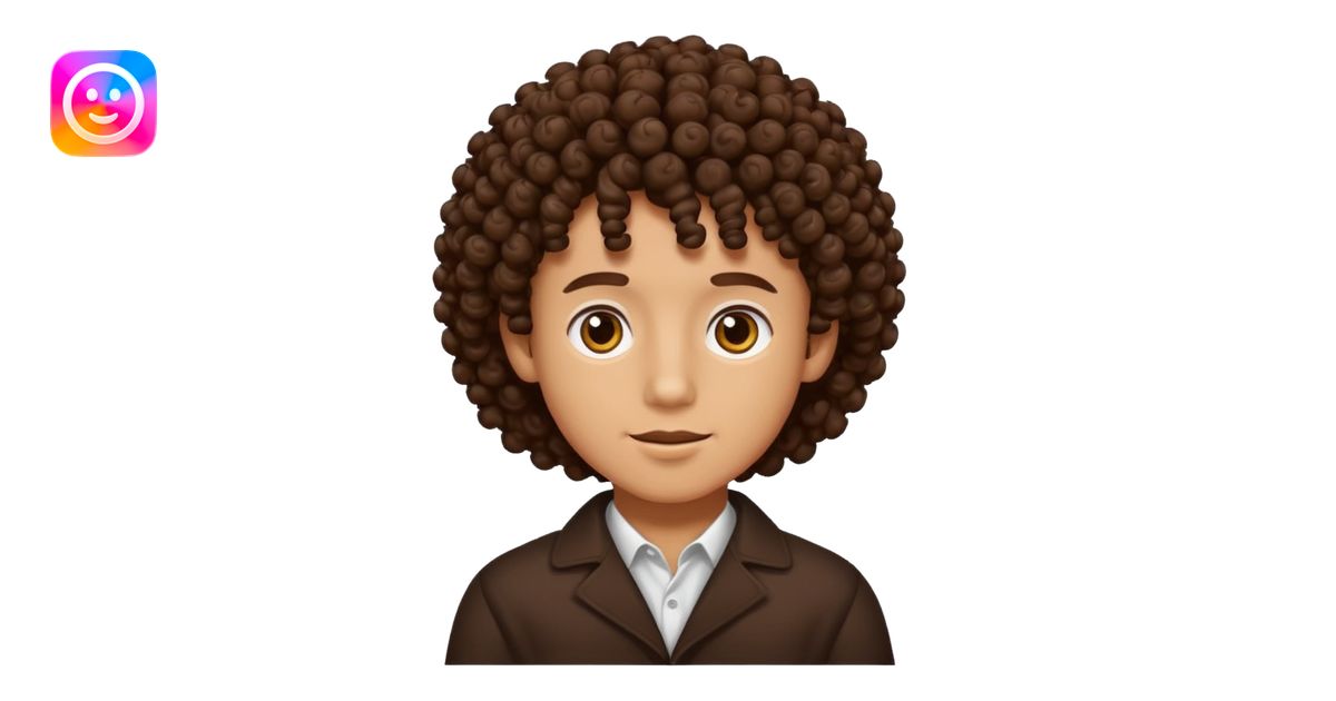 Tan skin color boy with dark brown curly perm emoji | AI Emoji Generator