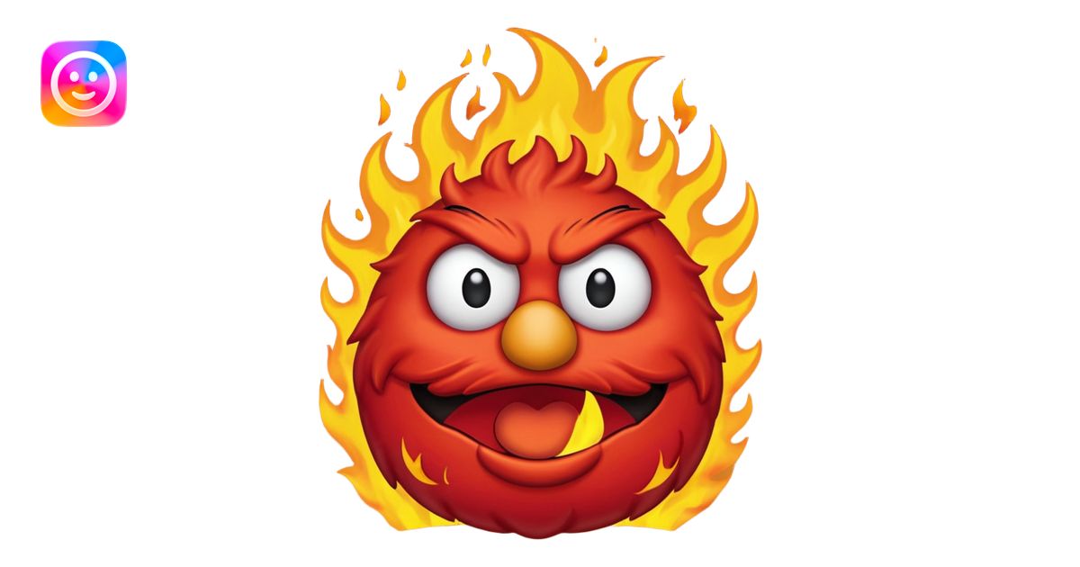 Elmo angry surrounded by fire emoji | AI Emoji Generator