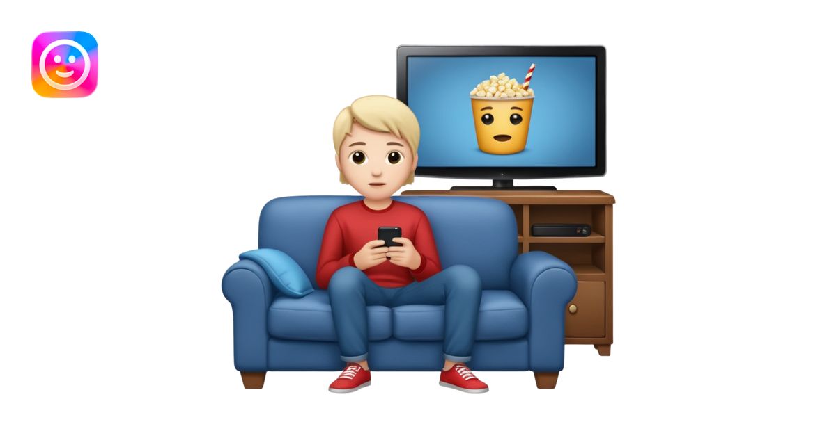 person watching a movie on the TV in their living room emoji | AI Emoji ...