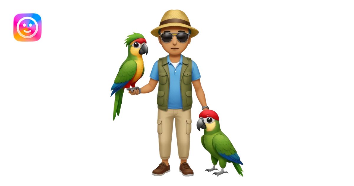Walker + parrot on shoulder, Pet Walkers. Full body emoji | AI Emoji ...