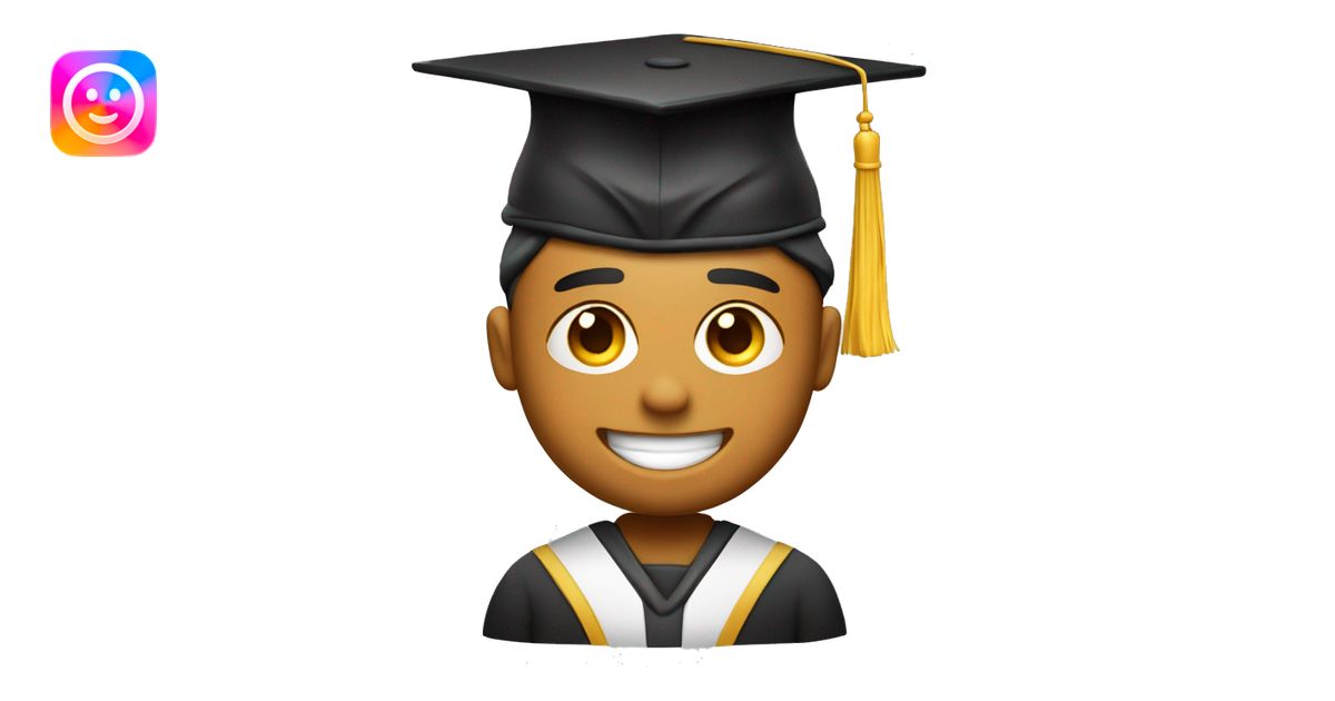 Emoji de un estudiante con una gorra de graduación y una gran sonrisa ...
