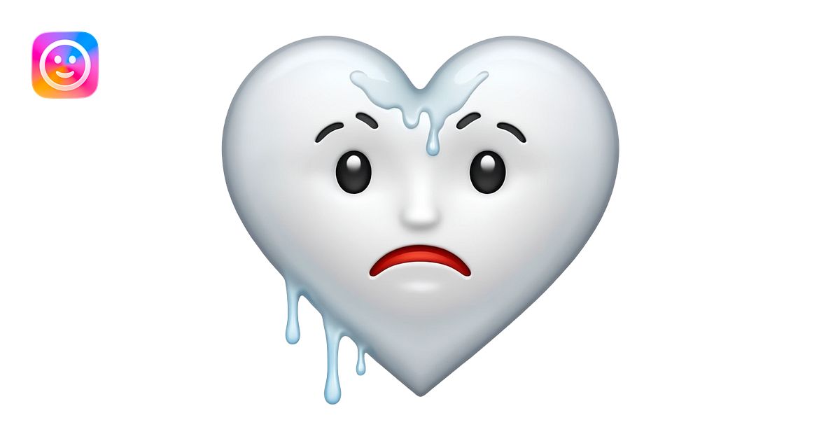 The heat broken emoji in white with sticky white liquid Ozzing out of ...