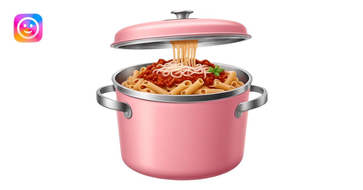 pastel pink food container with bolognese pasta inside emoji | AI Emoji ...