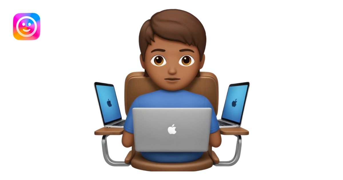 Memoji sitting on a chair from behind (pnly hair and back of the chair ...