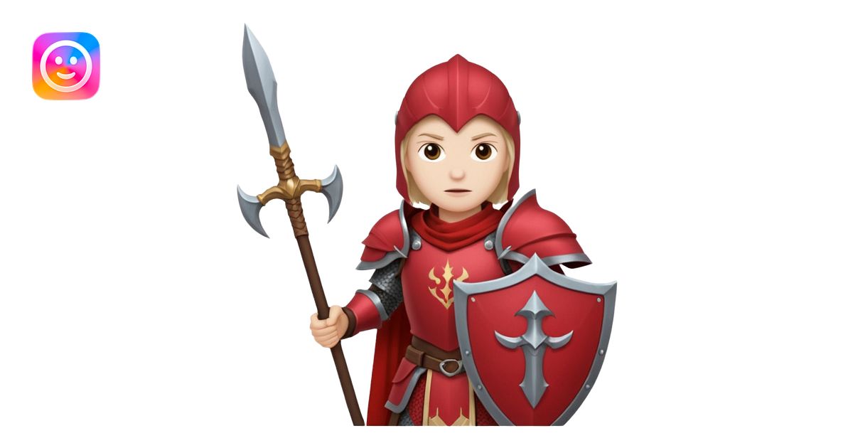 War + crimson armor + halberd emoji | AI Emoji Generator