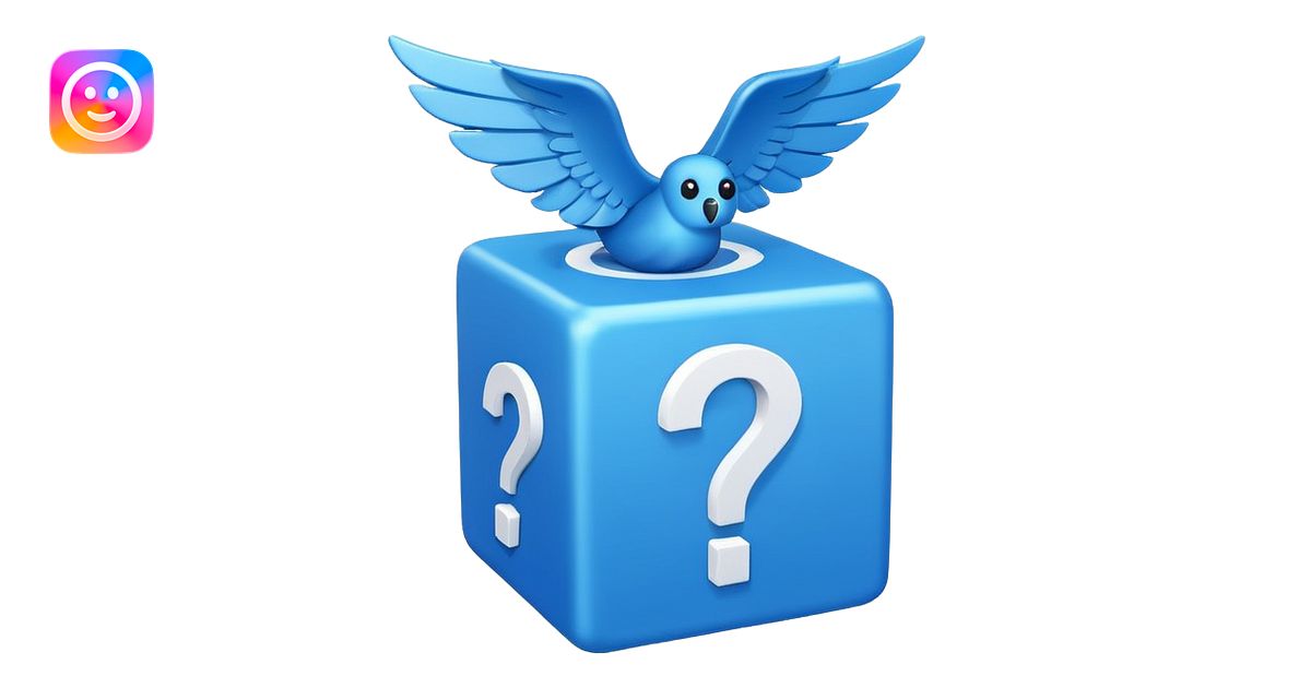 Blue cube with blue wings and has a white question mark emoji | AI ...