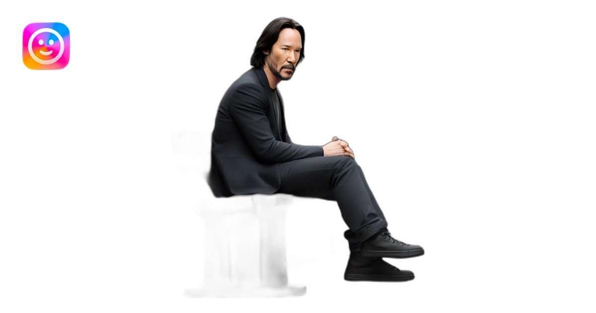 Keanu Reeves sitting on the corner of a sad bench emoji | AI Emoji ...