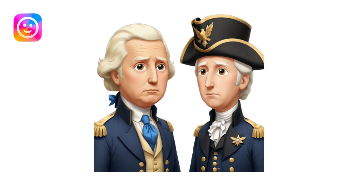 “Donald Trump and George Washington facing each other. Trump in a ...