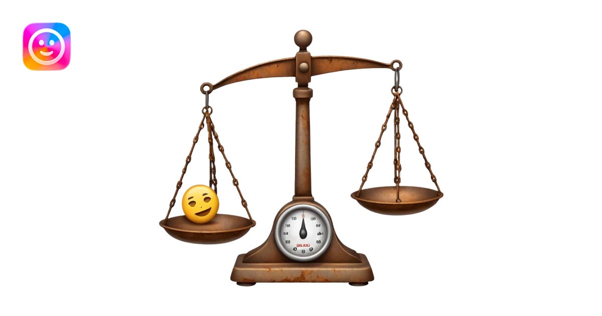 An emoji in ios style of an unbalanced old scale emoji | AI Emoji Generator