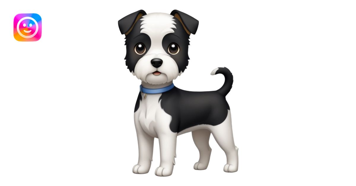 Full body photo of black and white terrier emoji | AI Emoji Generator