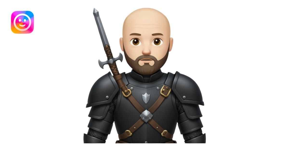 bald bearded armed guards black armour emoji | AI Emoji Generator