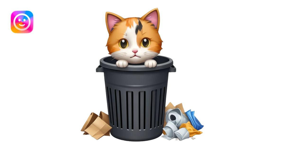 Kitty in a trash can emoji | AI Emoji Generator