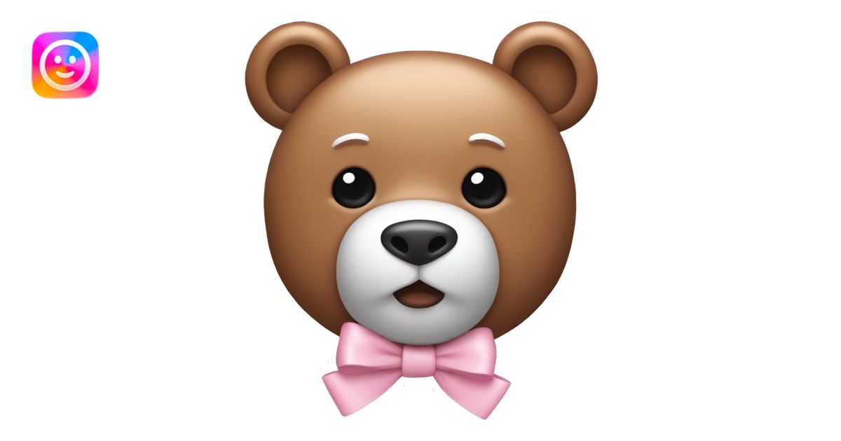 Bear emoji with a light pink bow on its head to the side emoji | AI ...