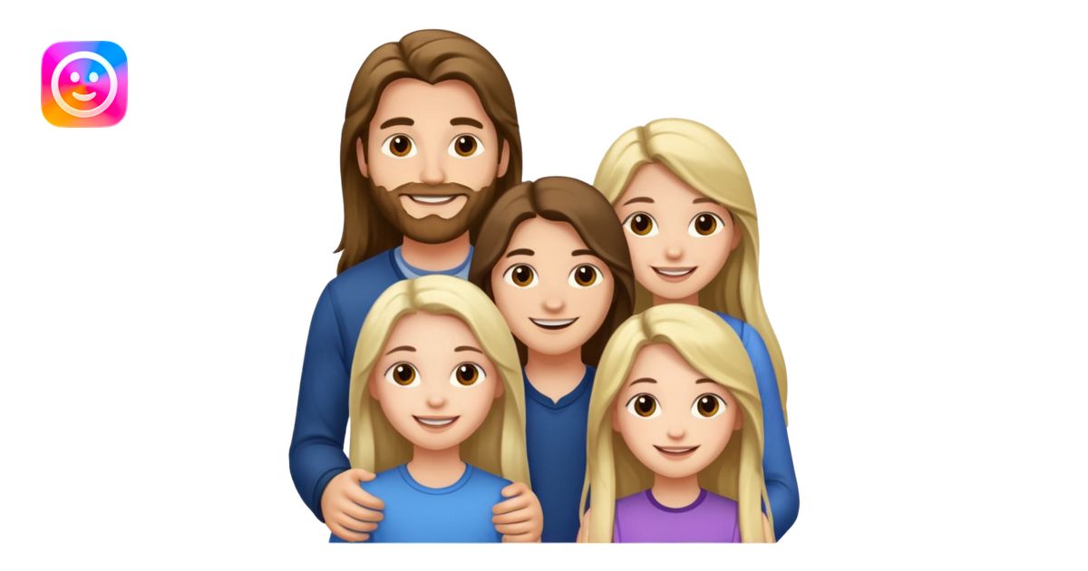 three friends, a man and two girls with long hair emoji | AI Emoji ...
