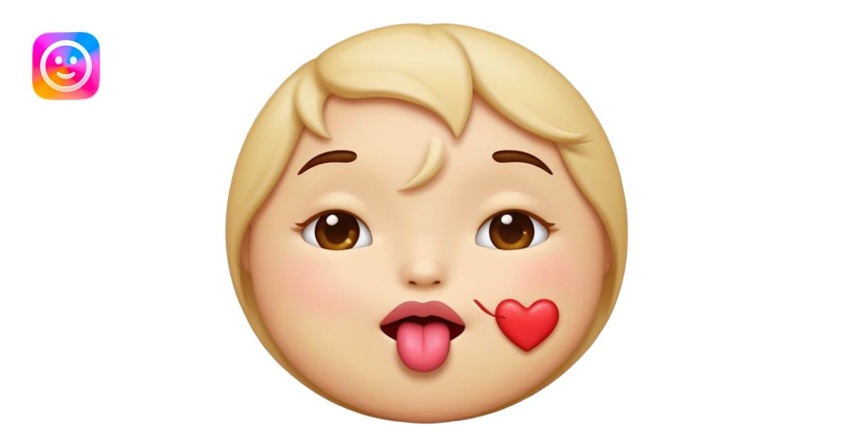 A cute circular blowing a smooch kiss and a bite on a another emoji's ...