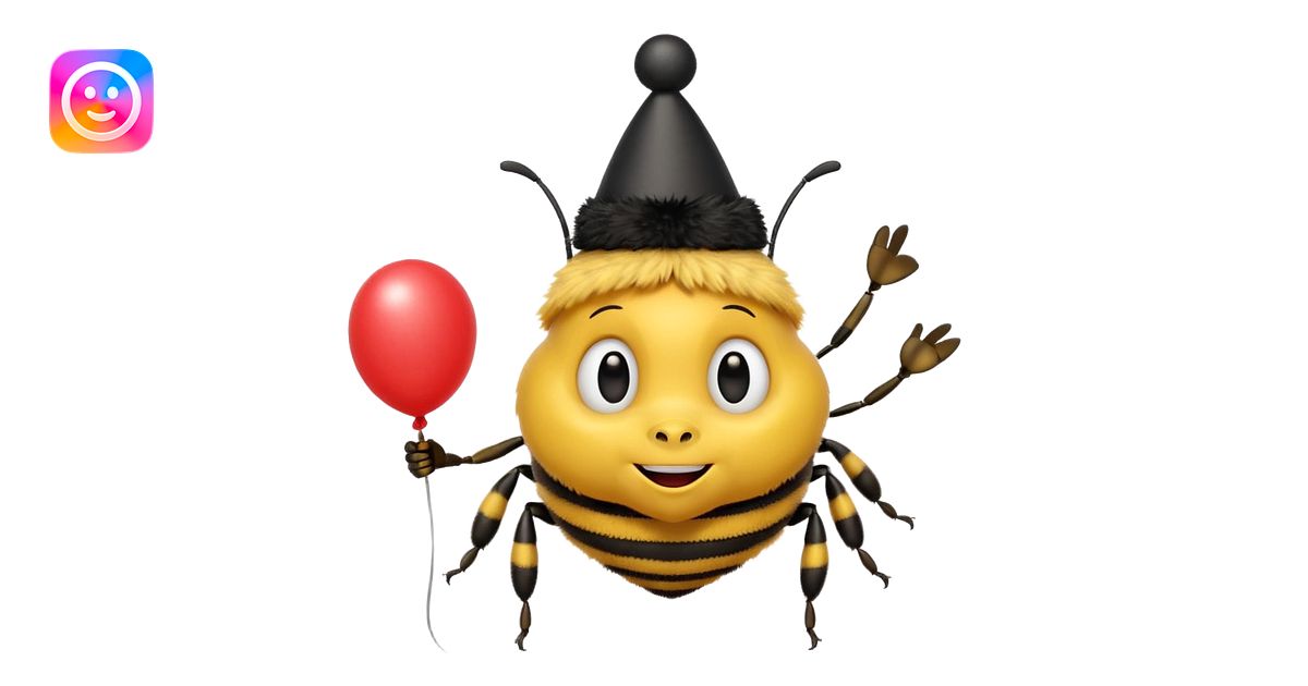 Bees with Birthday Hat, Excited bee carrying balloon emoji | AI Emoji ...