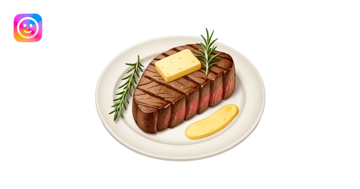 fancy steak on a fancy fine dining plate emoji | AI Emoji Generator
