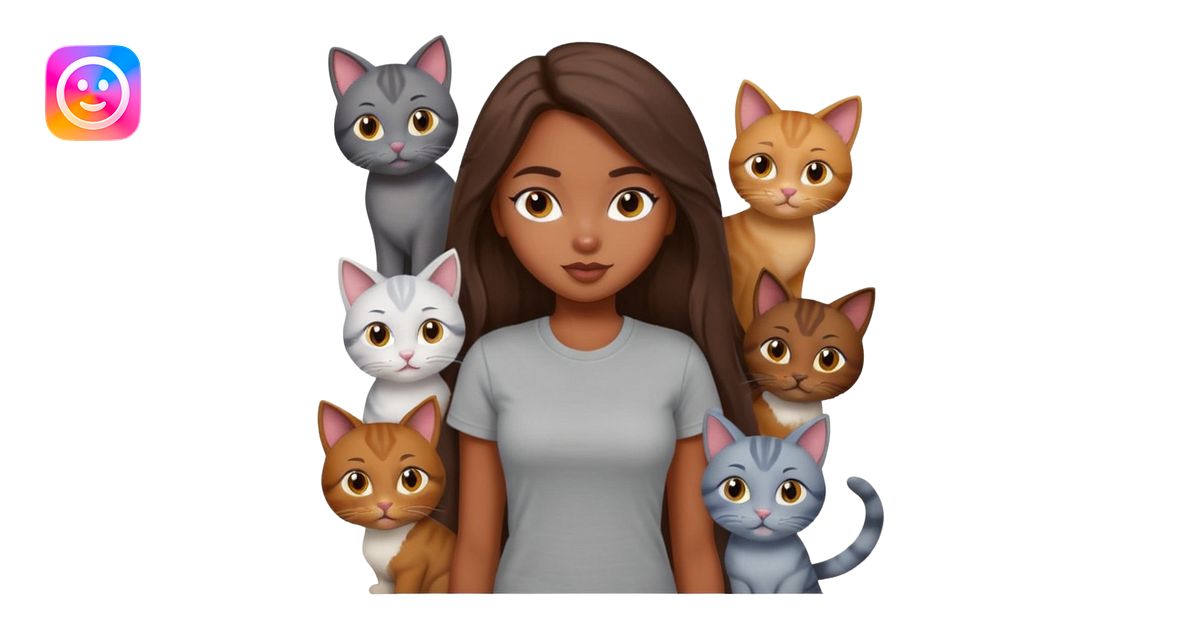 a pretty bratz dusky girl with long brown hair with six cats nd wearing ...