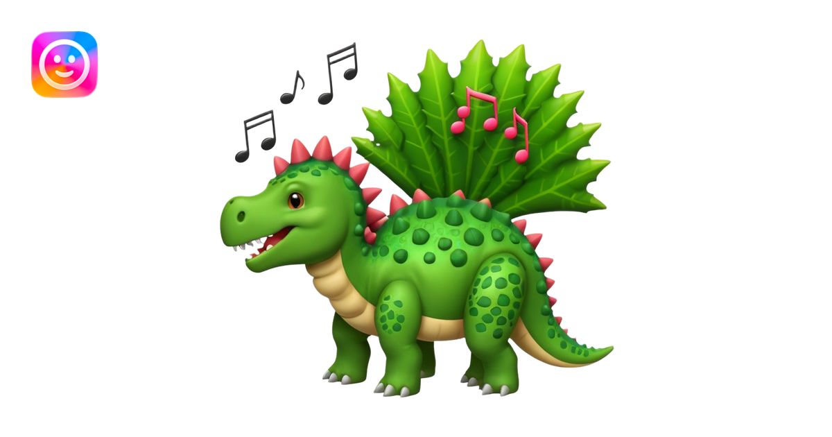 cartoon stegosaurus with music notes emoji | AI Emoji Generator