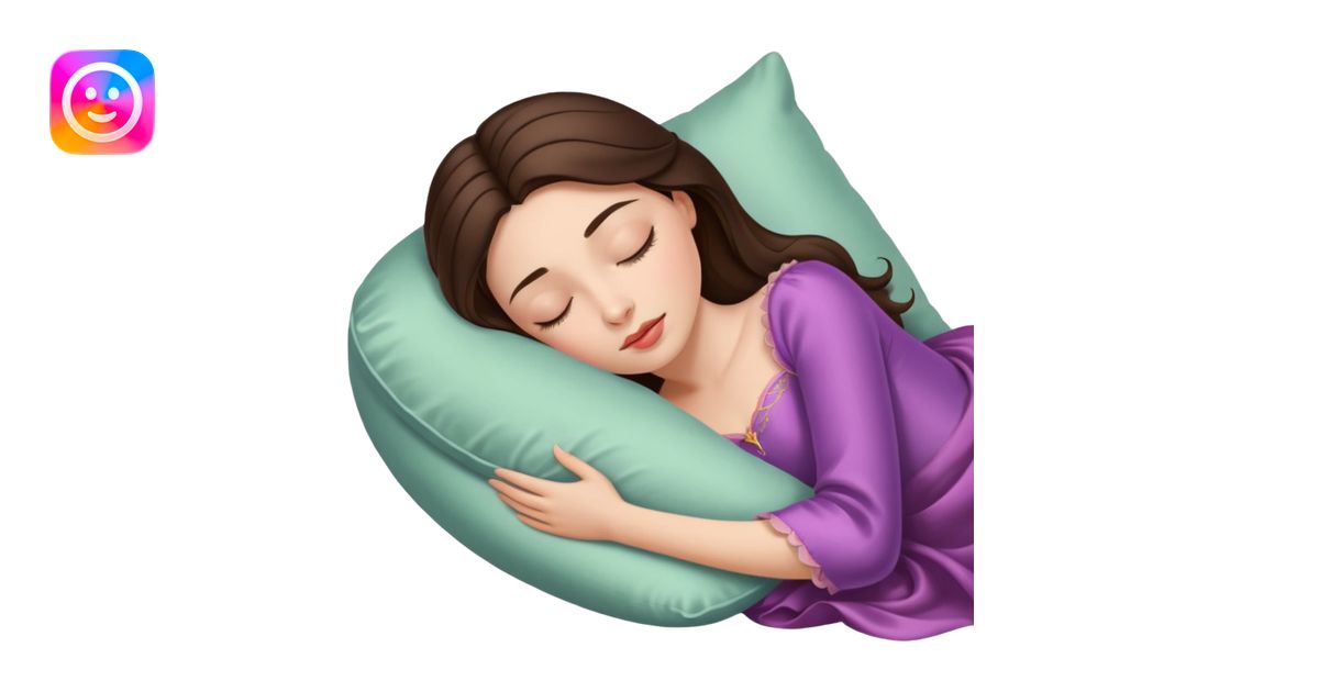 sleeping beauty brunette white girl with a silk pillow emoji | AI Emoji ...