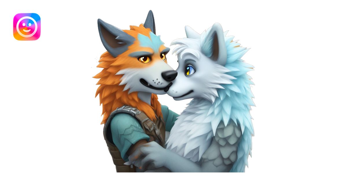 Male wolf furry getting patted on the head by a Male lizard-fox hybrid ...