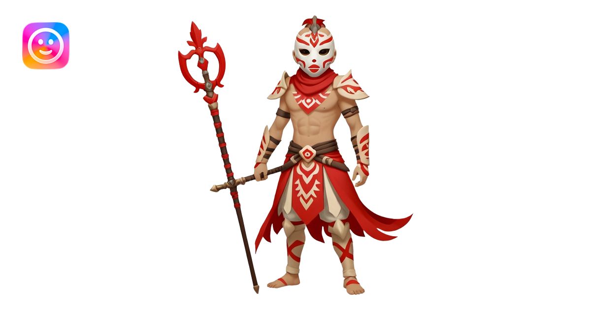 Hilichurl (from Genshin Impact) (full body) (with a white mask with red ...