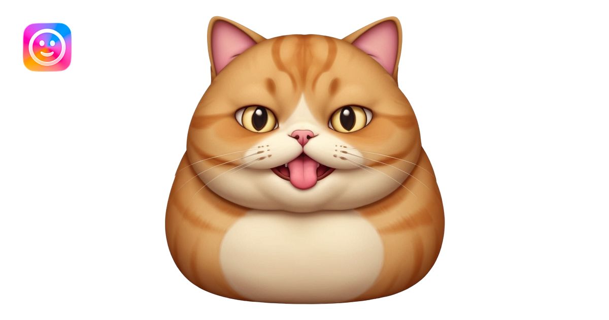 fat obese cat with giant eyes and giant tongue out emoji | AI Emoji ...