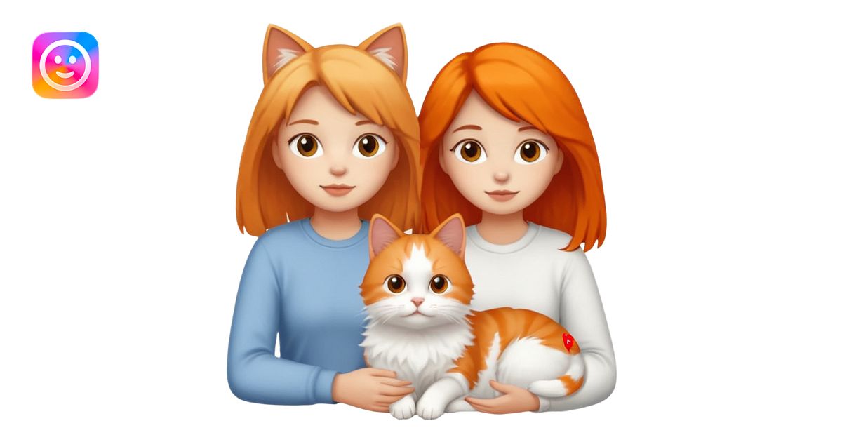 Two nasty girls with white and orange cat emoji | AI Emoji Generator