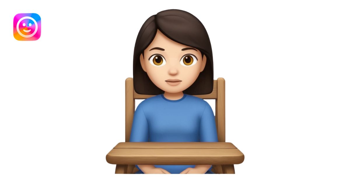 Memoji sitting on a chair from behind (pnly hair and back of the chair ...