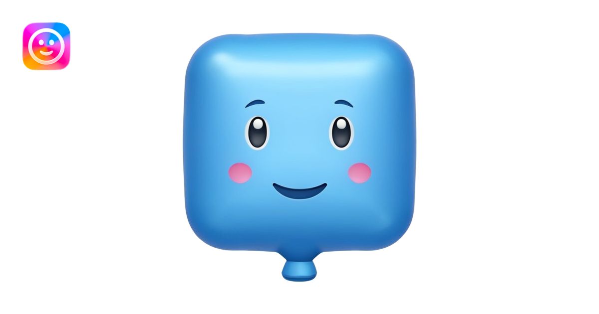 blue square inflatable puffy balloon emoji | AI Emoji Generator