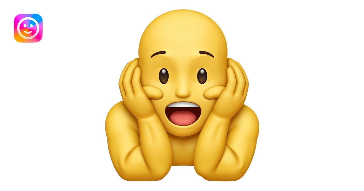 Normal emoji face (yellow) strangling itself with its own hands (head ...