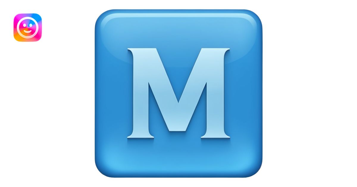 create capital letter "M" INSIDE THE BLUE COLOR SQUARE shape emoji | AI ...