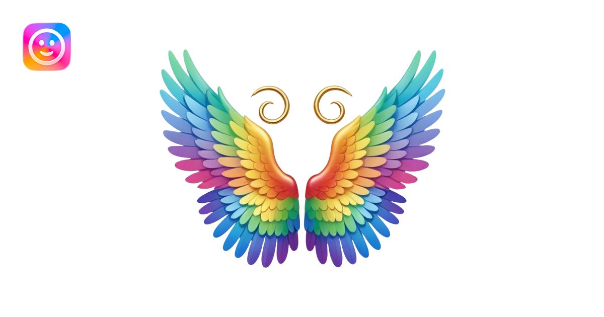 Tiny small mini left and right rainbow angel wings. emoji | AI Emoji ...