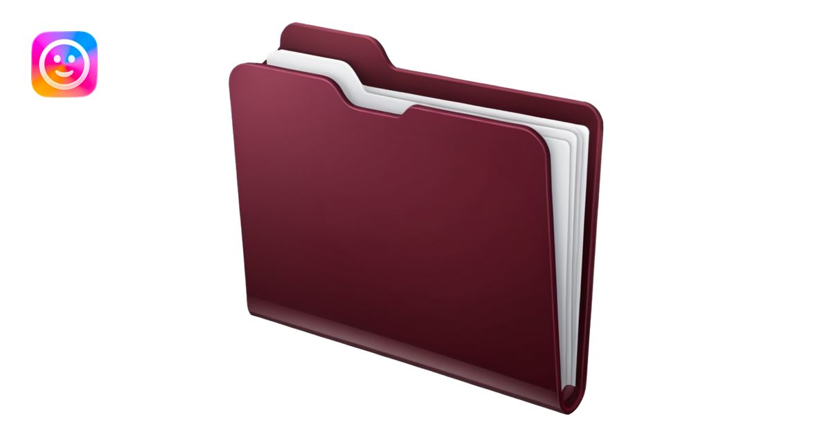 create a dark maroon folder emoji simple with transparent background ...