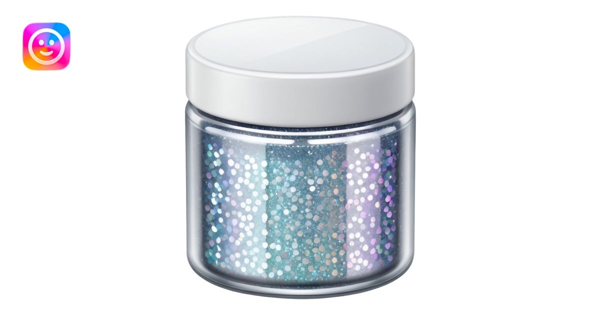 silver glitter in a small clear circular container with white lid emoji ...