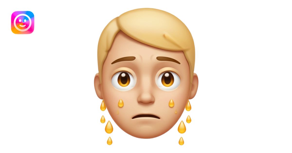 Apple-style emoji illustration of a person, overheated face with sweat ...