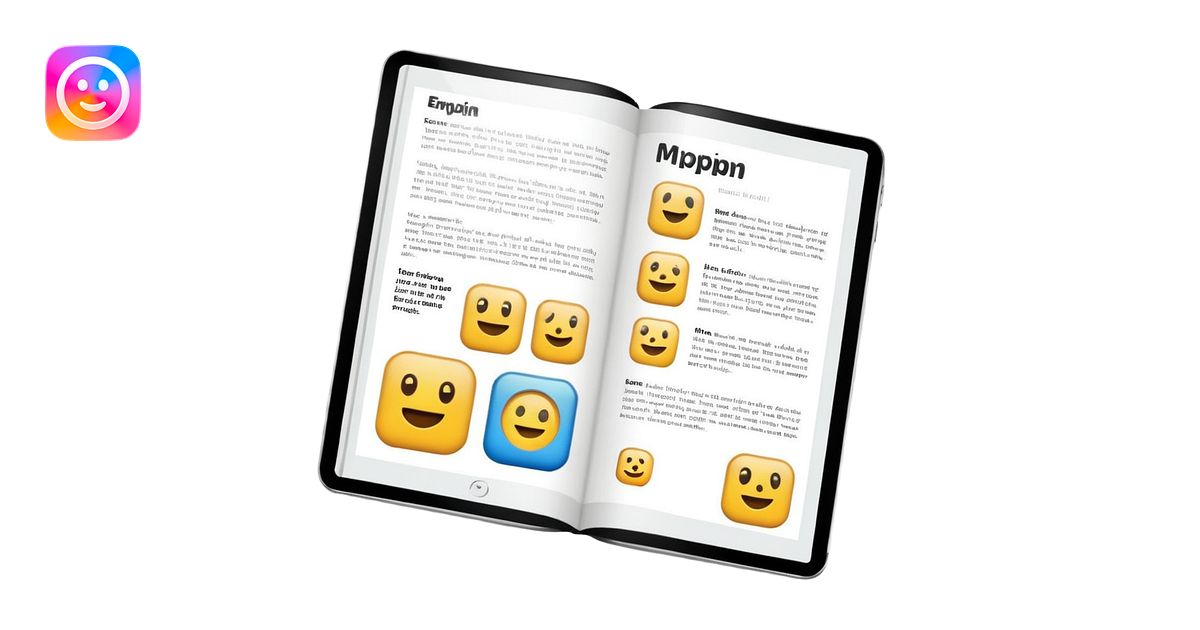 open magazine layout with text and image blocks emoji | AI Emoji Generator