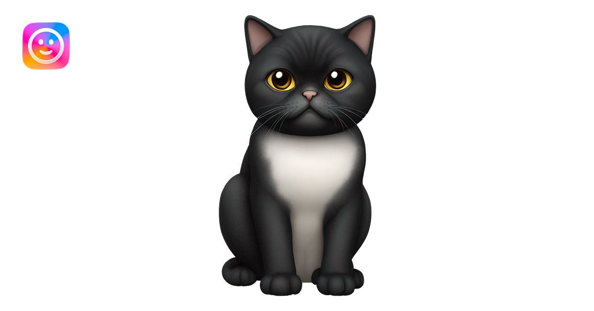 Full Black exotic shorthair cat emoji | AI Emoji Generator