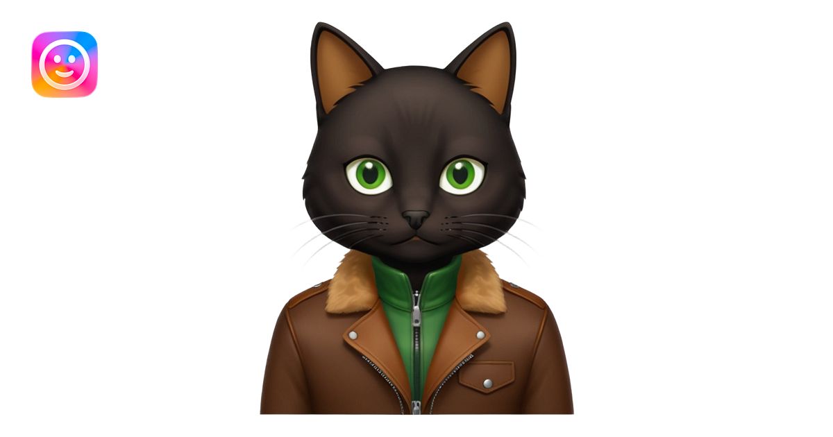 black cat with brown leather jacket emoji | AI Emoji Generator